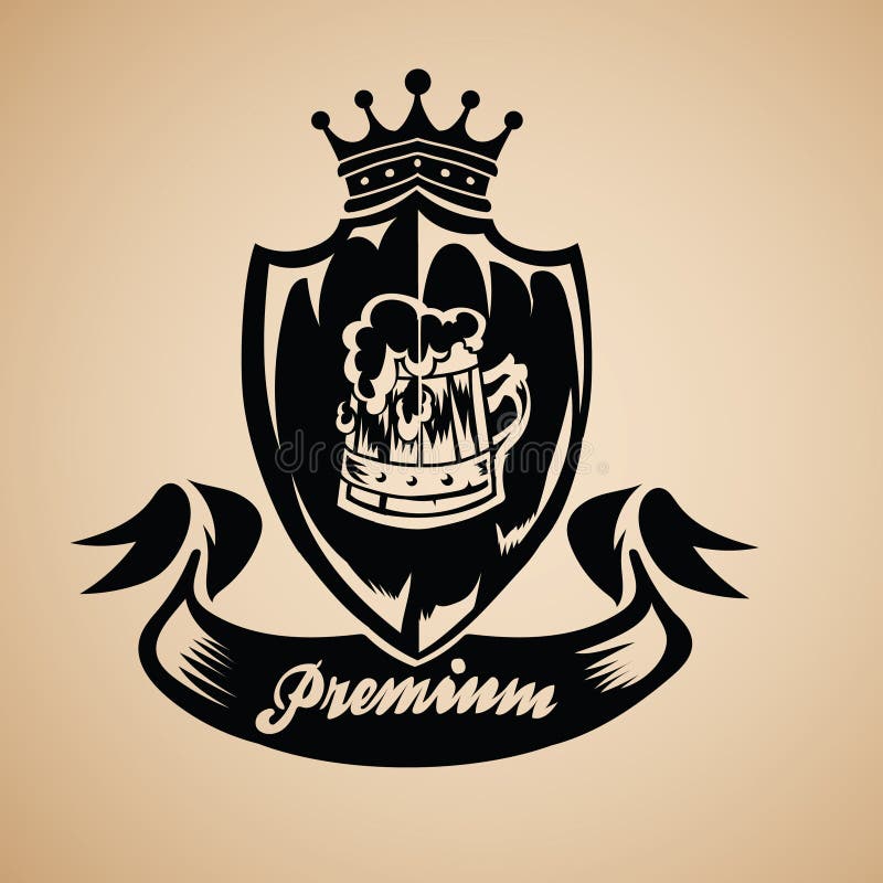 Mug of Beer in a Shield Label. Vector Illustration Decorative Design ...