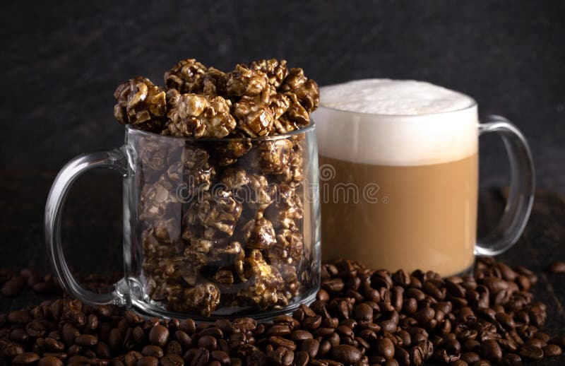 Mug of Coffee Flavored Candy Coated Popcorn Stock Photo - Image of ...