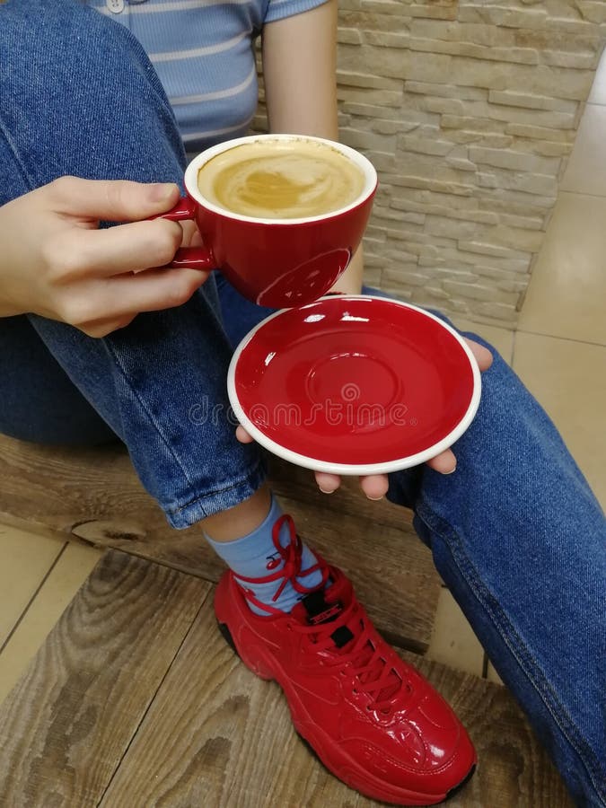 A Mug of Coffee in the Hands of a Girl Editorial Image - Image of girl ...
