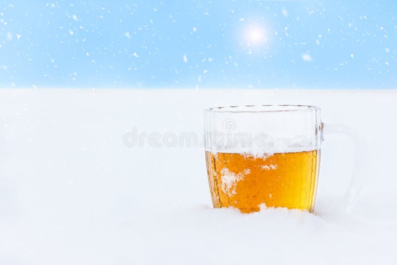 Mug of Cold Beer on the Snow Stock Image - Image of foam, froth: 86230973
