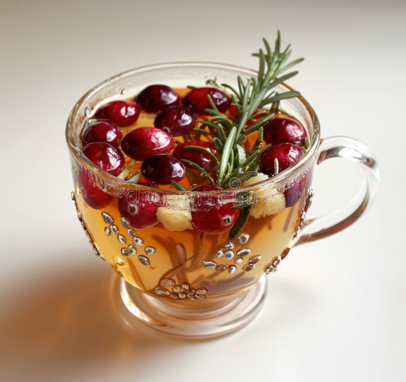 A Mug with Cranberry and Rosemary Tea Stock Photo - Image of homemade ...