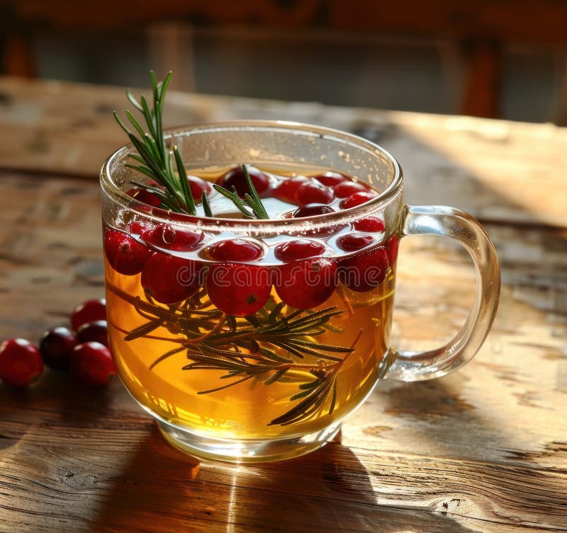 A Mug with Cranberry and Rosemary Tea Stock Image - Image of cinnamon ...