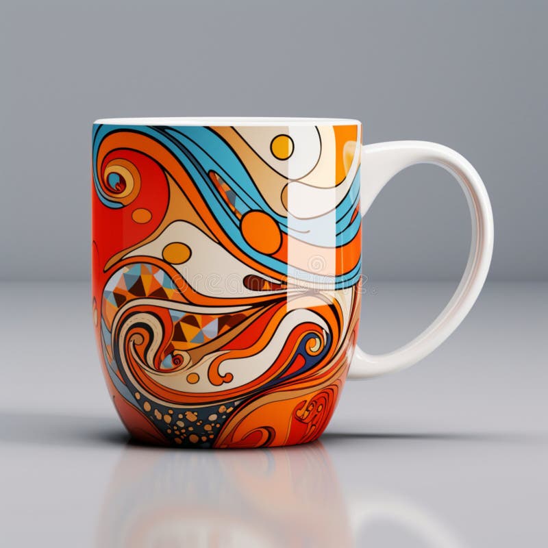 A Mug with Dynamic Shapes and Flowing Lines Editorial Image - Illustration of tableware, drink ...