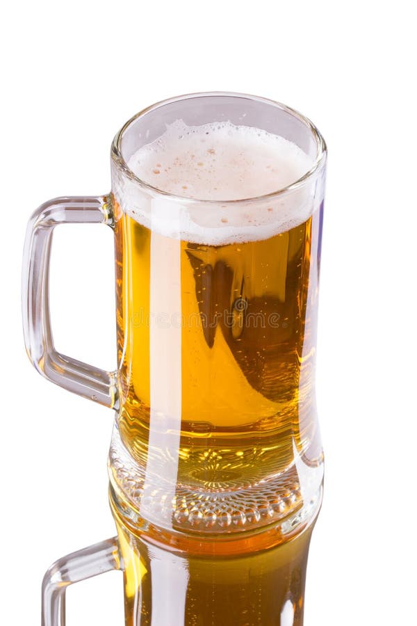 Mug Fresh Beer Isolated on White Background Stock Photo - Image of ...
