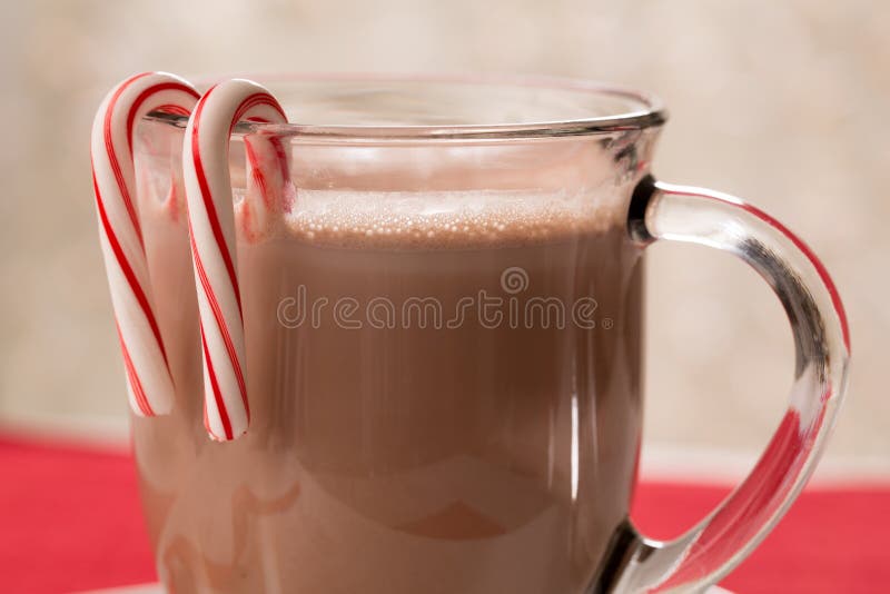Mug of Hot Chocolate with Peppermint Candy Canes Stock Photo - Image of ...