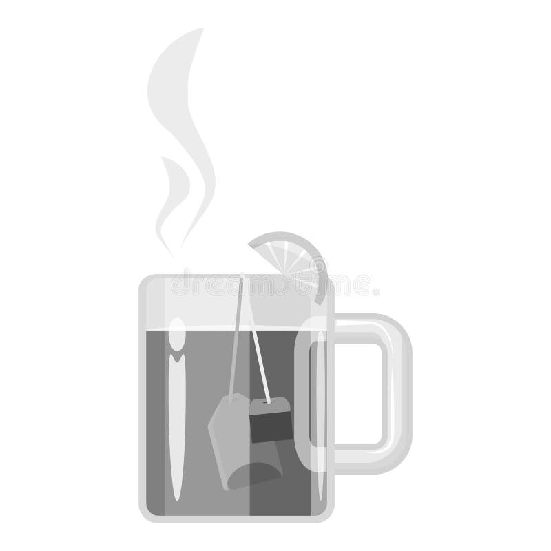 Mug with Hot Tea Icon, Gray Monochrome Style Stock Vector ...