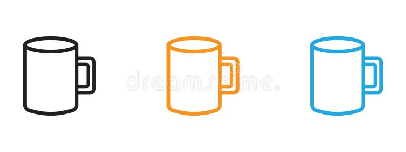 Mug Icon Thin Line Illustration Set Stock Vector - Illustration of draw ...