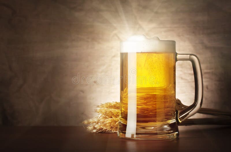 Mug of Lager Beer with a Solar Flare Stock Photo - Image of drink ...