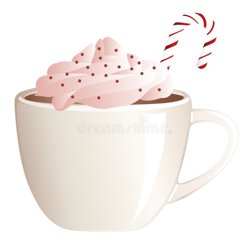 A Peppermint Cocoa in a Mug with Candy Cane Detail Stock Vector ...