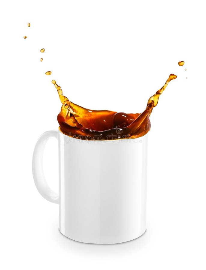 Mug of spilling coffee stock photo. Image of action - 109663312