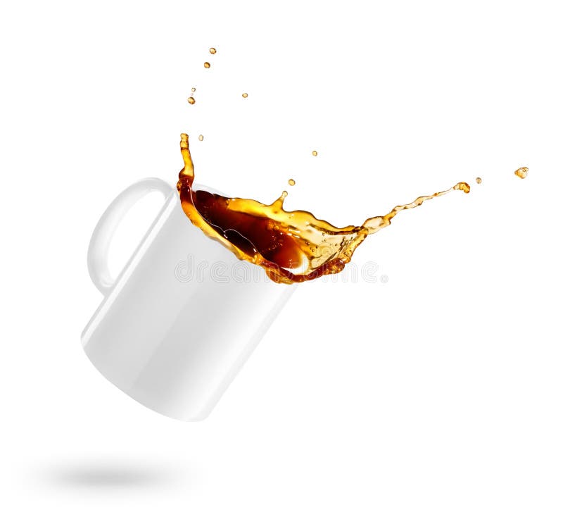 Mug of spilling coffee stock photo. Image of action - 109663312