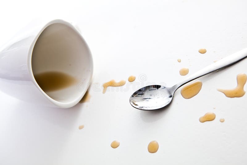 A mug tipped over stock photo. Image of spoon, white - 20459508