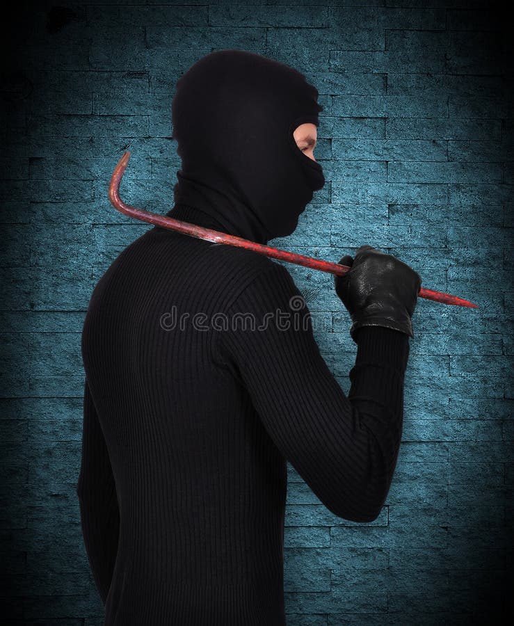 Mugger in Mask with Nail Puller Stock Photo - Image of grunge, dark ...
