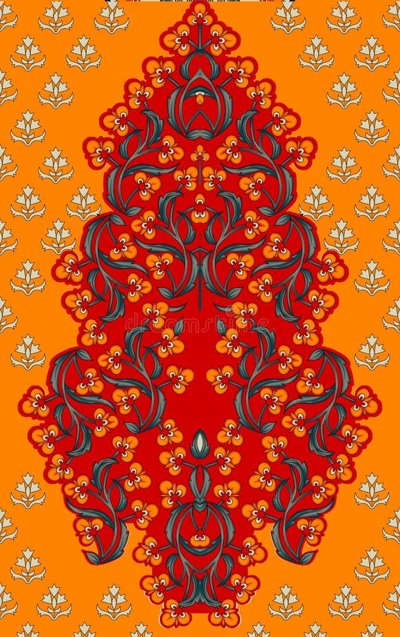 Mughal Art Work.indian Traditional Antique Gold Border. Stock ...