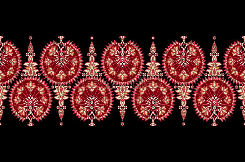 Mughal Border Colorful with Digital Design Seamless for Textile Prints ...