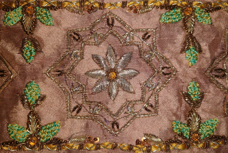 Mughal Design with Silk Thread Work and Zardozi Stock Photo - Image of ...