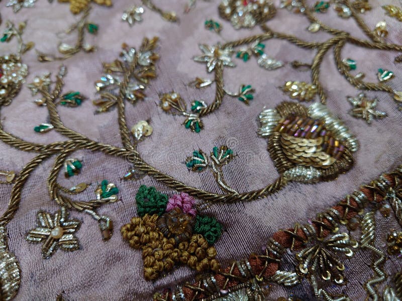 Mughal Floral Pattern with Zardozi Work and Silk Thread Work on a Baggy ...