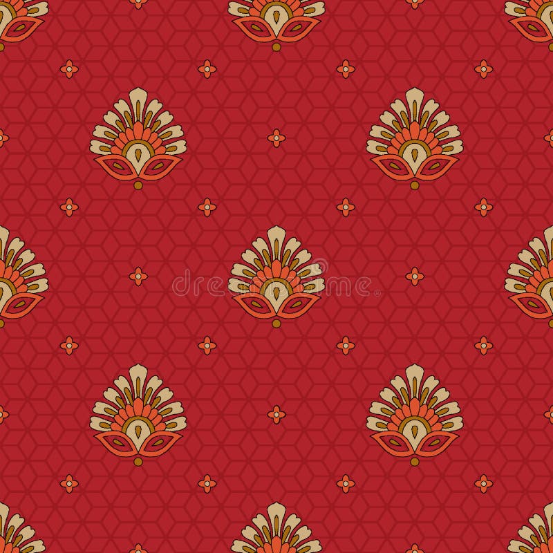 Mughal Motif Seamless Pattern Stock Illustration - Illustration of text ...
