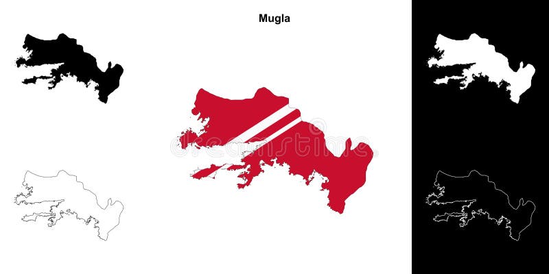 Mugla outline map stock vector. Illustration of boundary - 323686764