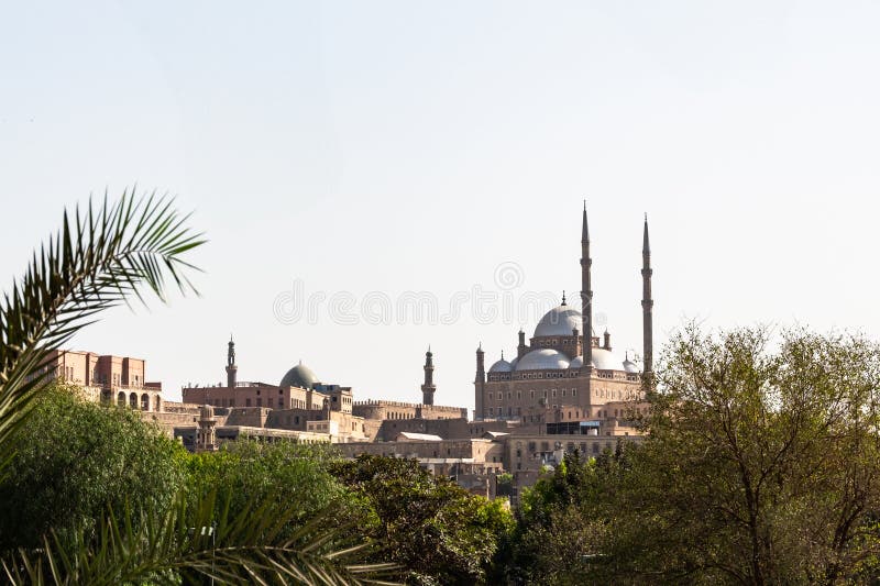 Muhammad Ali Mosque and Cairo Citadel. View from the Al-azhar Park ...