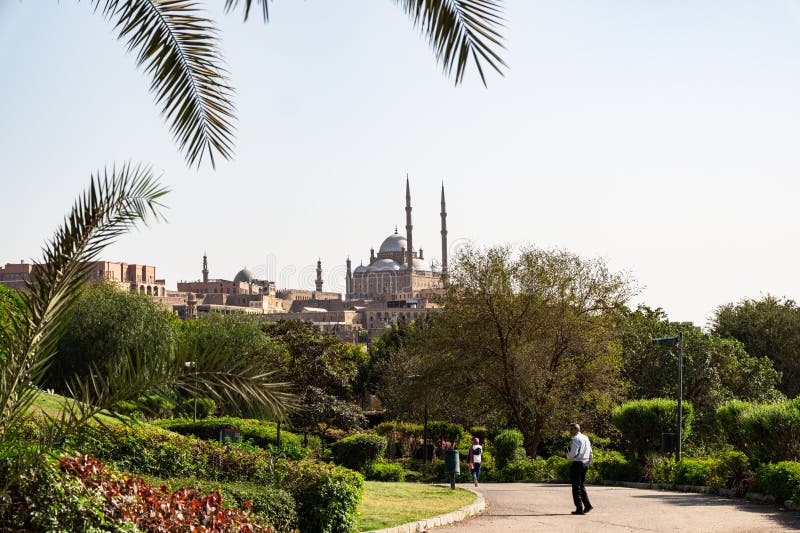 Cairo, Egypt - 05 04 2025: Muhammad Ali Mosque and Cairo Citadel. View from the Al-azhar Park ...