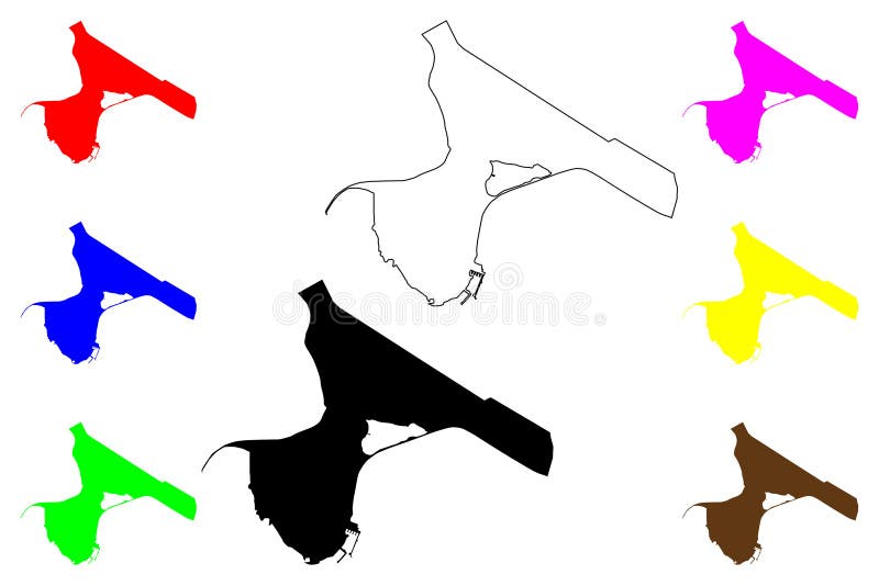 Muharraq City (Kingdom of Bahrain) Map Vector Illustration, Stock ...