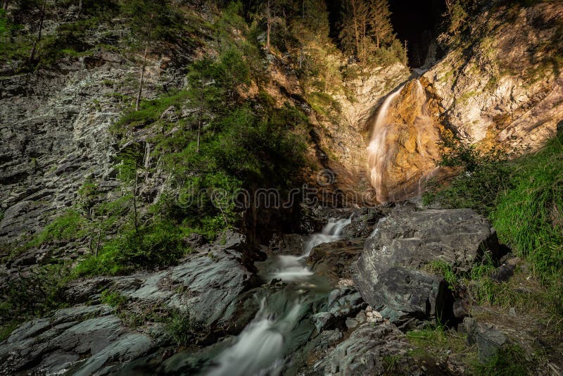 Muhlbach waterfalls stock photo. Image of stone, tourism - 158274412