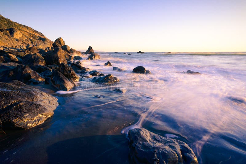 Muir Beach sunset stock image. Image of beach, landscape - 75022815