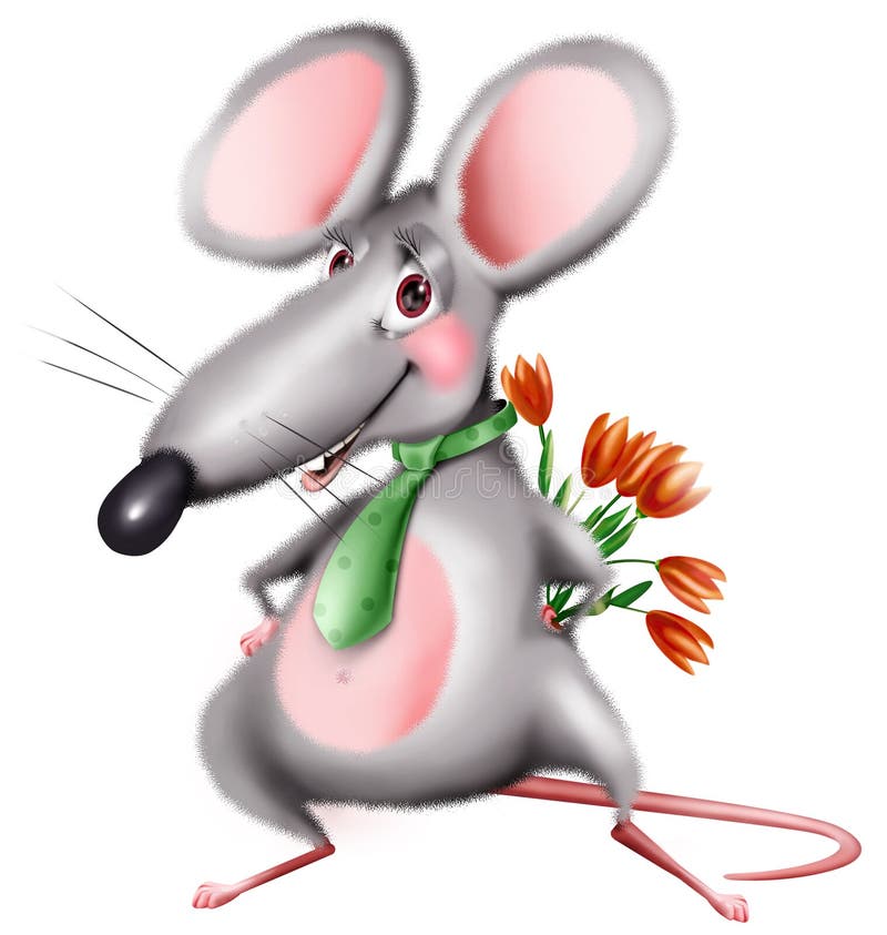 Grappig Weinig Muis Op De Bloem Vector Illustratie - Illustration of ...