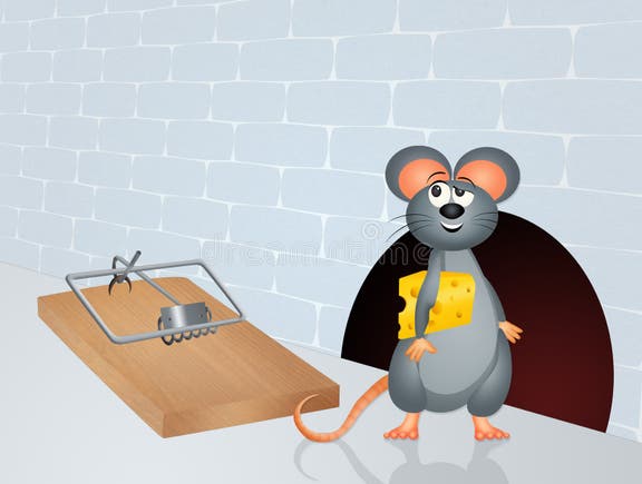 Muis en val met kaas stock illustratie. Illustration of kaas - 76861660