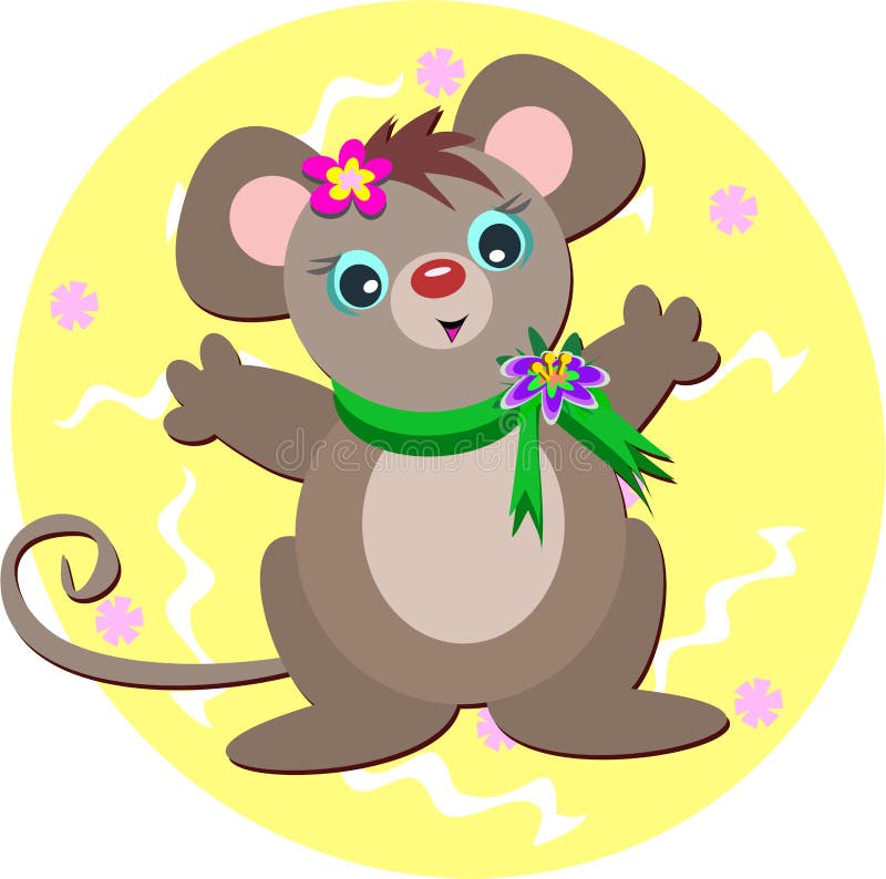 De Muis Met Kleine Boog Op Staart Stock Illustratie - Illustration of ...