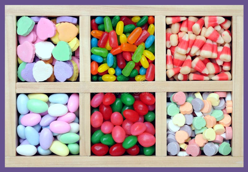 Muitos Tipos De Doces Do Sabor Na Caixa De Madeira Foto de Stock ...