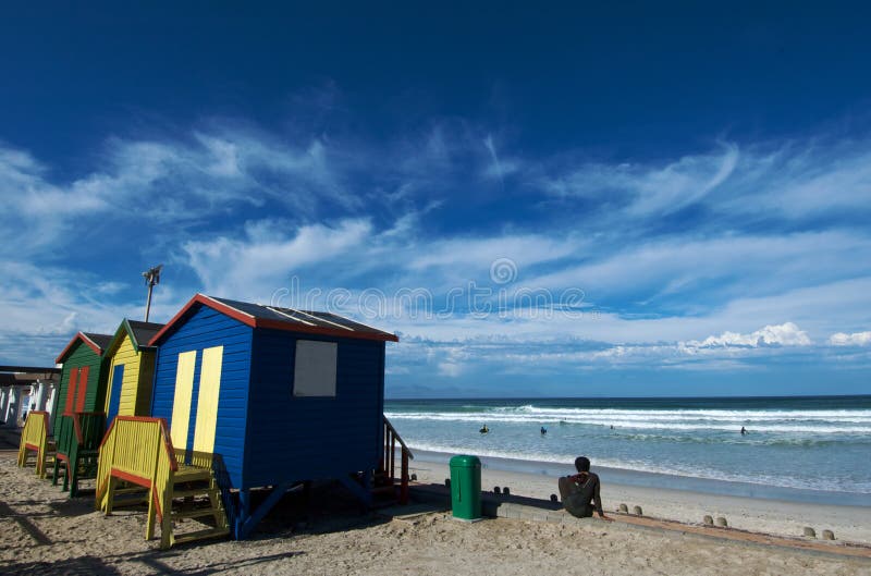 Muizenberg Beach colors stock photo. Image of shore, beachfront - 12685092