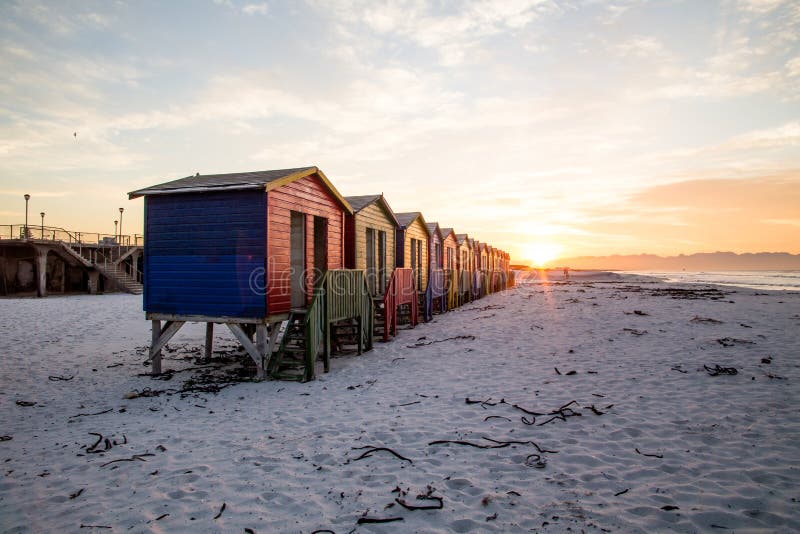 Beach Huts Muizenberg stock image. Image of holiday - 121957817