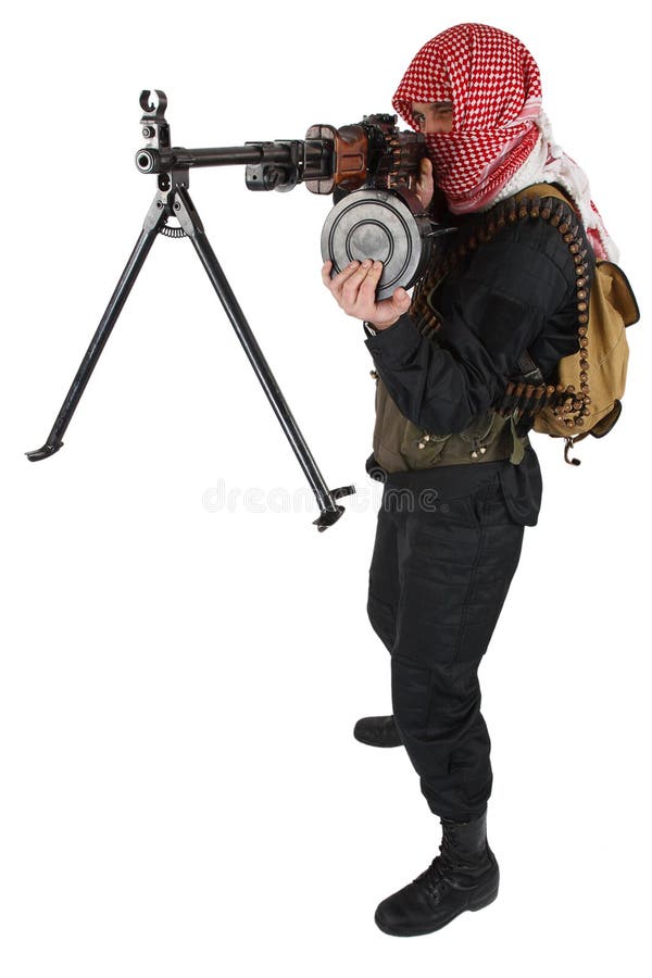 Mujahid with machine gun stock image. Image of holding - 101497353