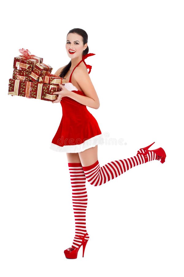 Mujer atractiva de santa foto de archivo. Imagen de pierna - 28258856