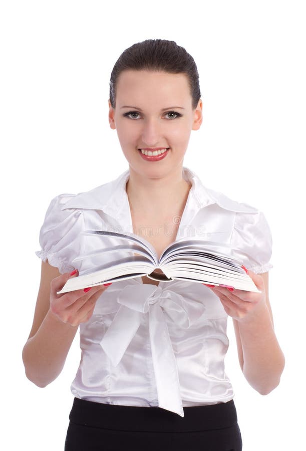 Mujer Atractiva Joven Con El Libro Abierto Imagen de archivo - Imagen ...