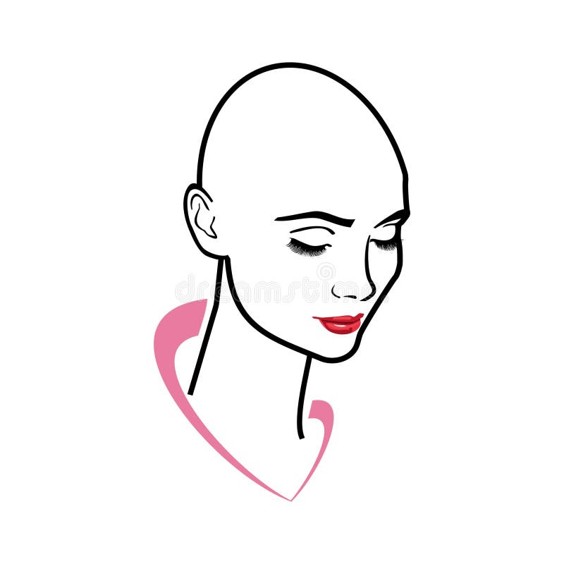 Mujer calva ilustración del vector. Ilustración de rosa - 86362538