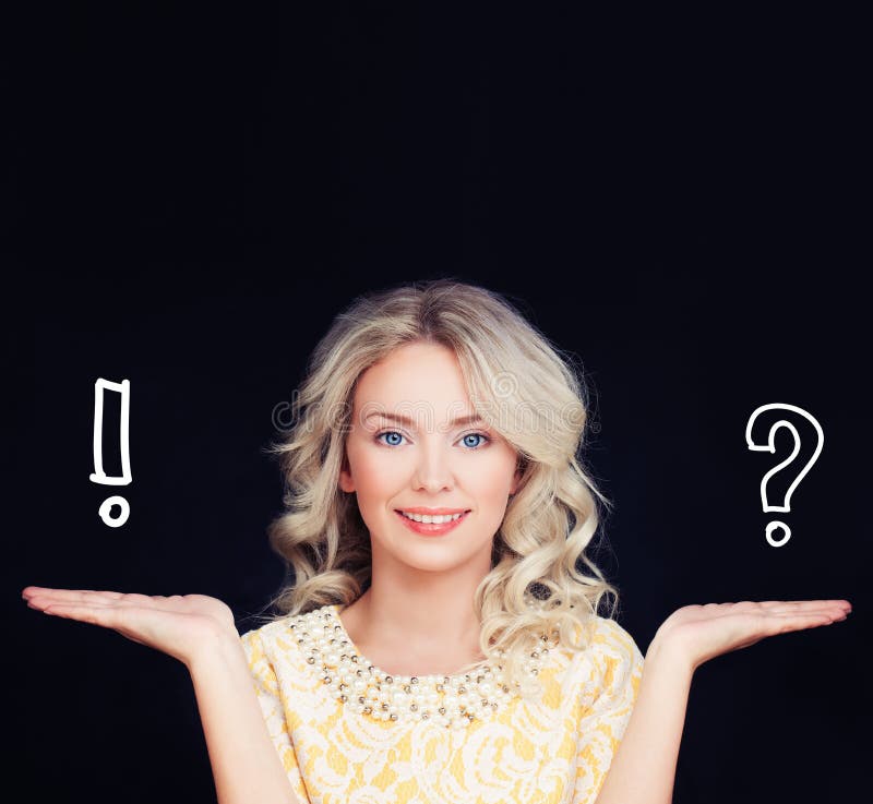 Mujer Con Concepto De La Duda Y De La Opción Imagen de archivo - Imagen ...