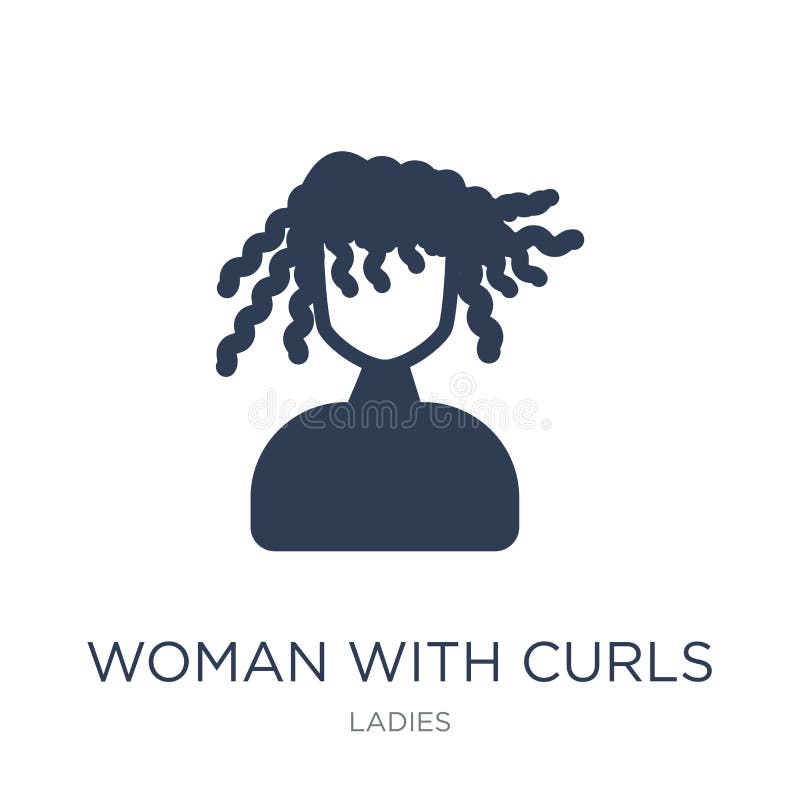 Mujer Con El Icono De Los Rizos Mujer Plana De Moda Del Vector Con El ...