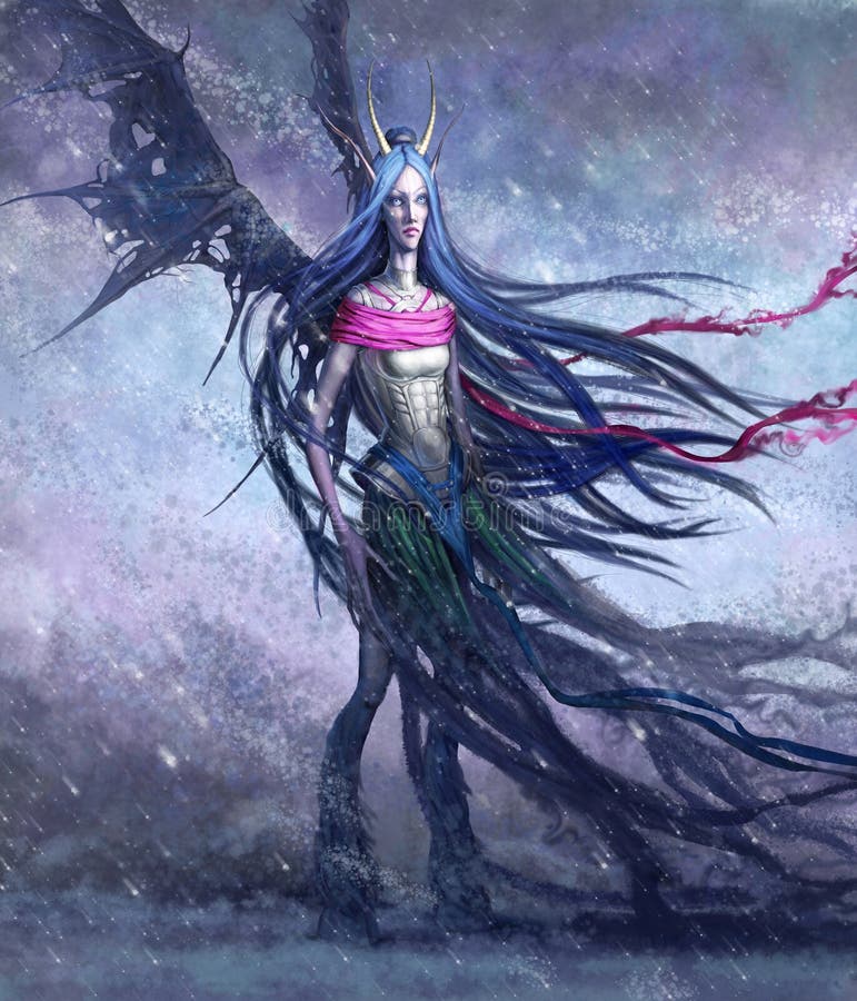 Mujer con el pelo azul stock de ilustración. Ilustración de hoja - 65019148