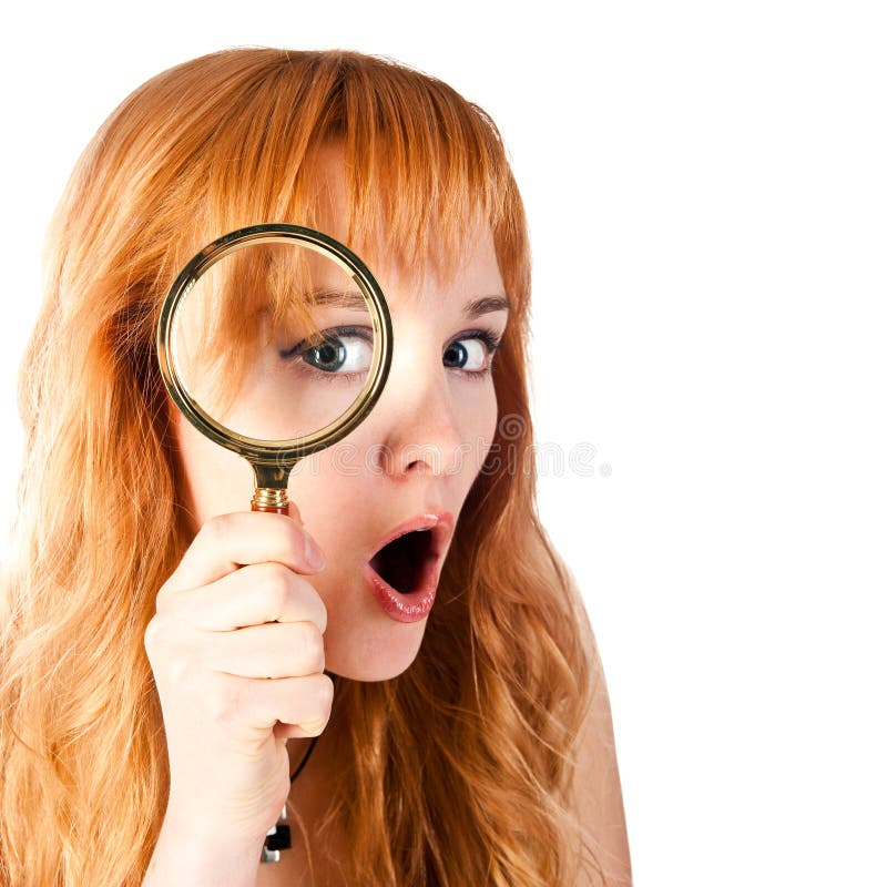 Mujer con la lupa foto de archivo. Imagen de vigilancia - 23090676