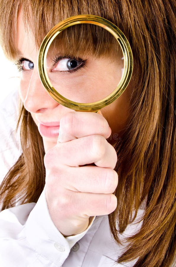 Mujer con la lupa foto de archivo. Imagen de joven, mujer - 29012256