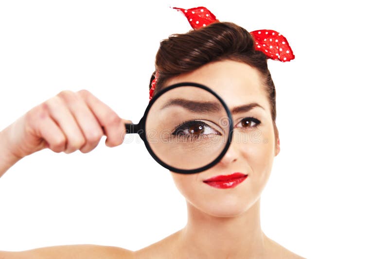 Mujer con la lupa foto de archivo. Imagen de humano, gente - 29605300