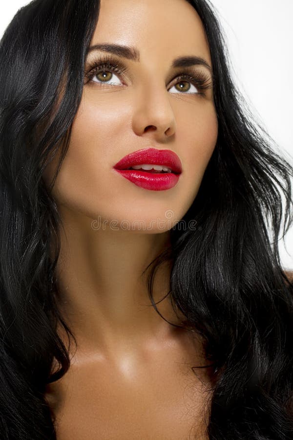 Mujer De La Belleza Con El Pelo Negro Largo. Imagen de archivo - Imagen ...
