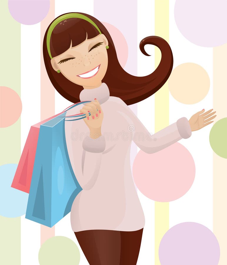 Mujer de las compras ilustración del vector. Ilustración de venta ...