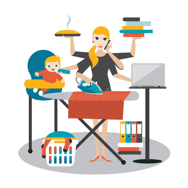 Mujer De Multitask Ilustración Del Vector Ilustración del Vector ...