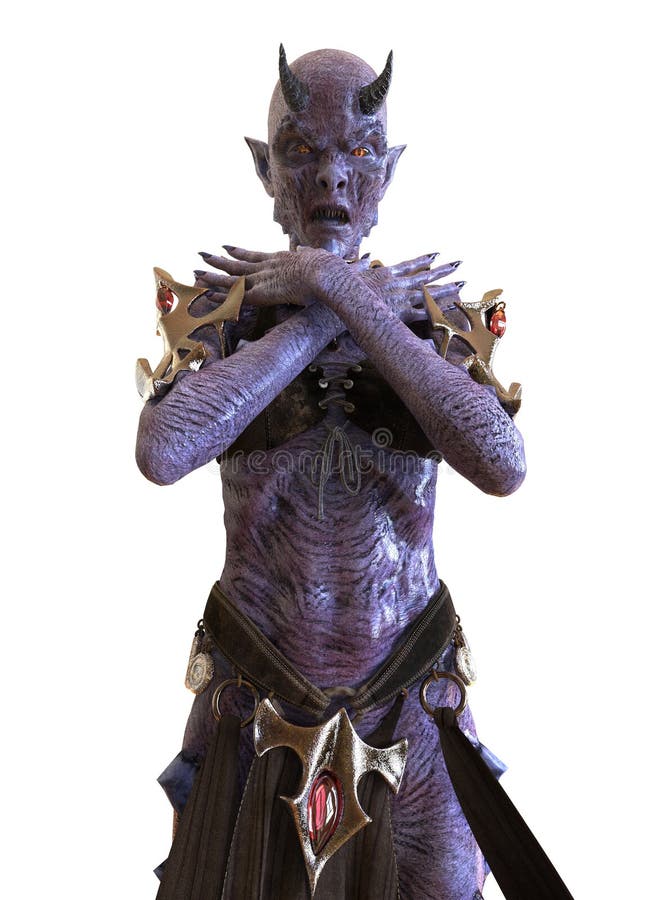 Mujer Del Demonio Aislada En El Ejemplo Blanco 3D Stock de ilustración ...