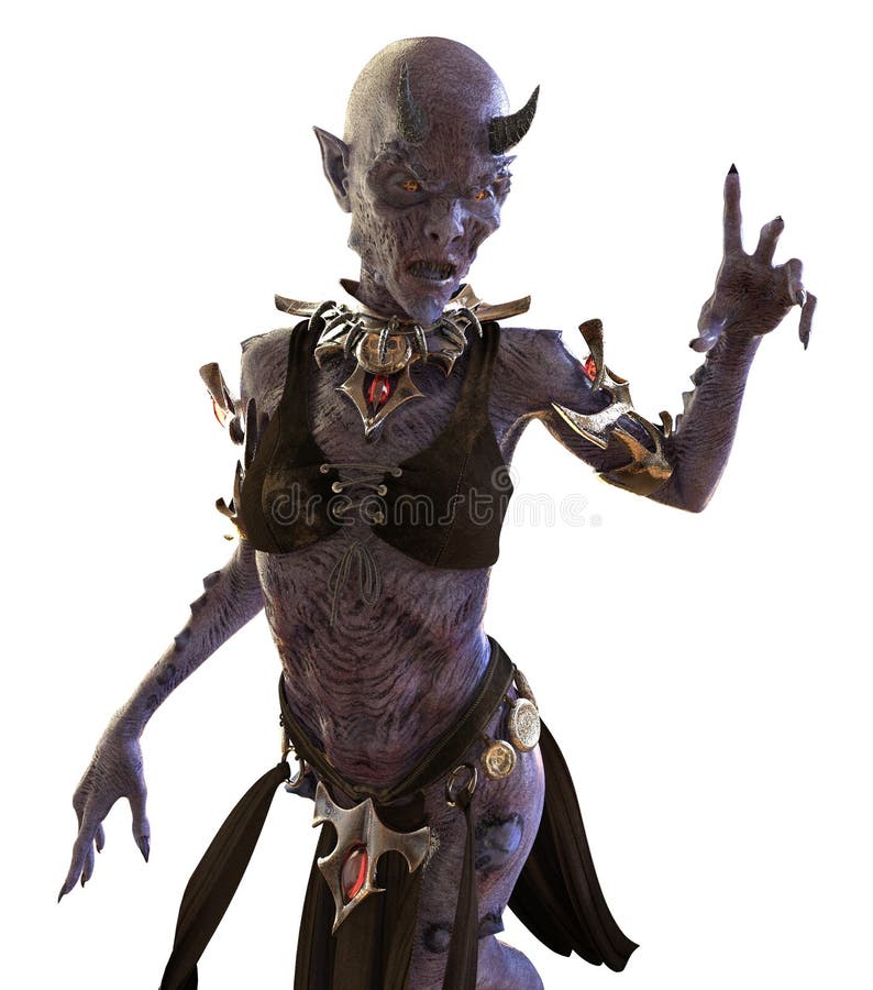 Mujer Del Demonio Aislada En El Ejemplo Blanco 3D Stock de ilustración ...