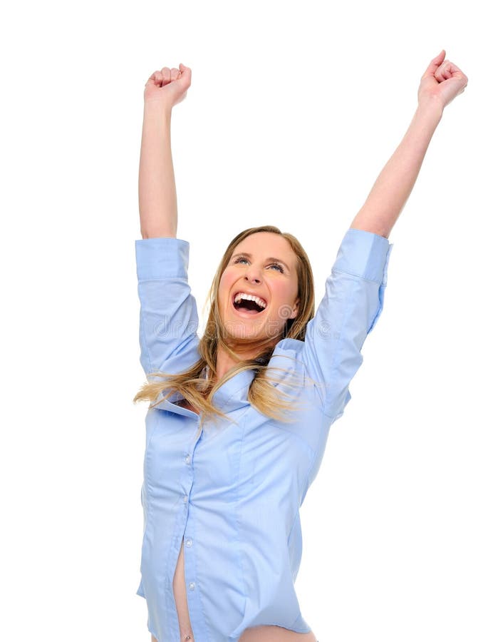 Mujer emocionada imagen de archivo. Imagen de blanco - 21061231